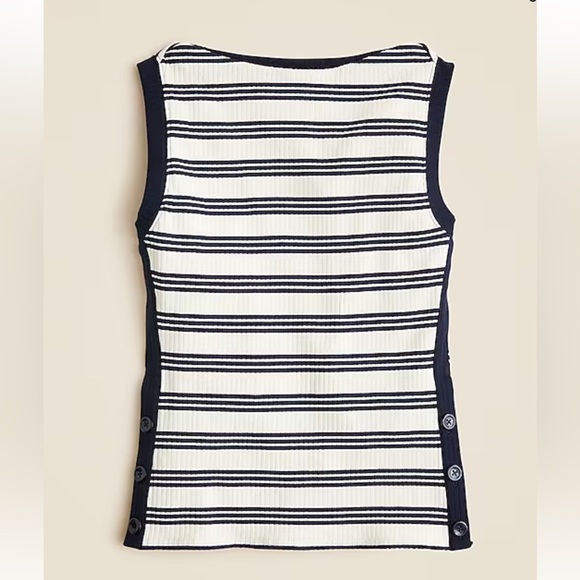 J. Crew | Tops | J Crew Ribbed Sleeveless Tank Top White And Black ...